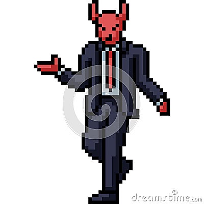 Pixel Art Of Devil Business Man Vector Illustration | CartoonDealer.com ...