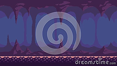 Pixel Art Game Background, Underground Cave With Stalactites And ...