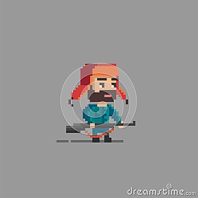 Pixel Art Hunter Character. Vector Illustration | CartoonDealer.com ...