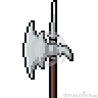 Pixel Art Medieval Weapon Halberd Cartoon Vector | CartoonDealer.com ...