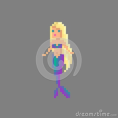 Pixel Art Mermaid. Cartoon Vector | CartoonDealer.com #108227499