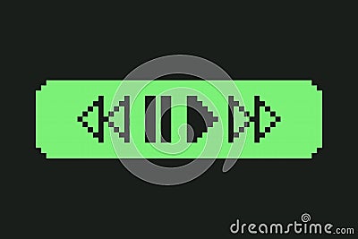 Pixel Art Music Player Controls Bar Retro. Cartoon Vector ...
