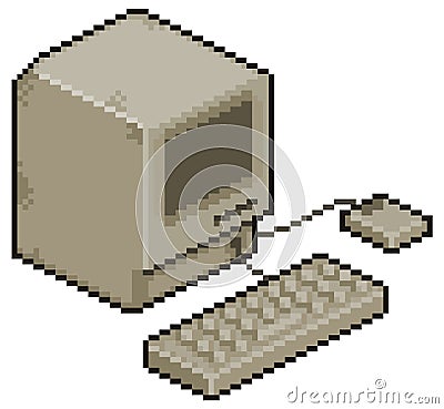 Pixel Art Old Computer Icon For 8bit Game Vector Illustration ...