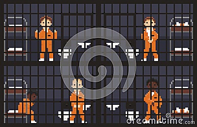 Pixel Art Prison Cartoon Vector | CartoonDealer.com #85536117