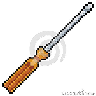 Pixel Art Tools Screwdriver Icon For 8bit Game Vector Illustration ...