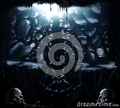 Pixel Artwork Illustration Of 16 Bit Hell Abyss Background ...