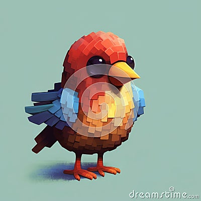 Pixel Bird Illustration: Cute Minecraft Character In 8k 3d Style ...