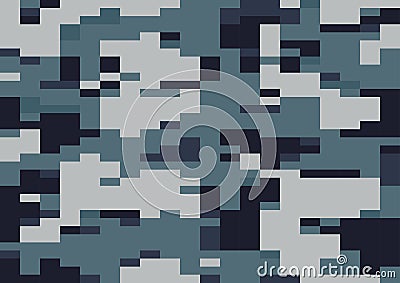 Navy Blue Multi-scale Camouflage, Seamless Pattern. Digi Camo Vector ...