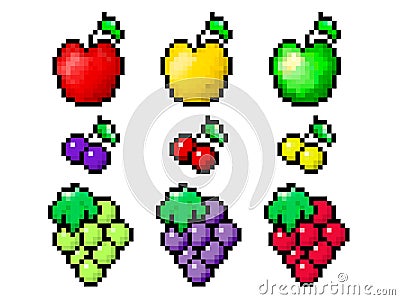 Pixel Fruit Set. Stock Vector - Image: 58137208