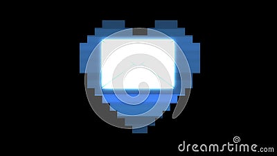 Pixel Heart with Mail Envelope Symbol Glitch Interference Hud ...