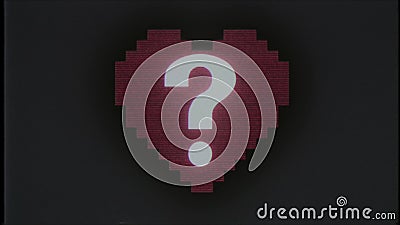 Pixel Heart with Question Mark Symbol Glitch Interference Old Tv Vhs ...