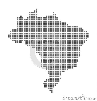 Pixel Map Of Brazil. Vector Dotted Map Of Brazil Isolated On White ...