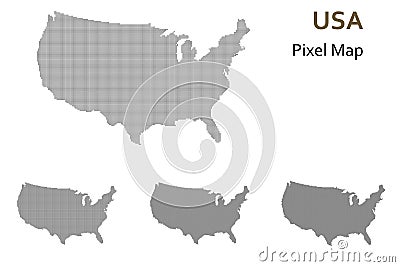 United States Of America USA Pixel Map Vector Isolated On White ...