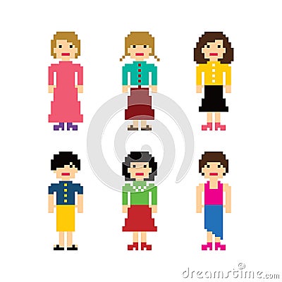 Pixel People Avatar Set Cartoon Vector | CartoonDealer.com #69852089