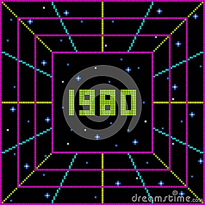 Pixel 1980 Retro Vortex Message Cartoon Vector | CartoonDealer.com ...
