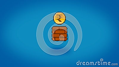 Pixel Rupee Coin From Gaming Block Background - High Res 8 Bit ...