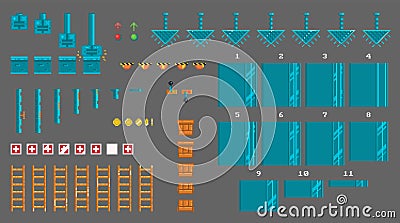 Pixel Set Of Sprites For Platformer Game. Vector Illustration ...