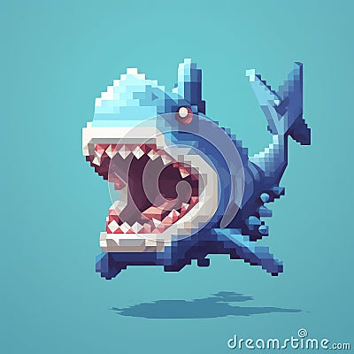 Pixel Shark: A Cute Minecraft-inspired Voxel Art Concept Stock ...