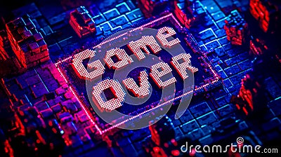 Pixelated Game Over Message Displaying On Futuristic Circuit Board ...