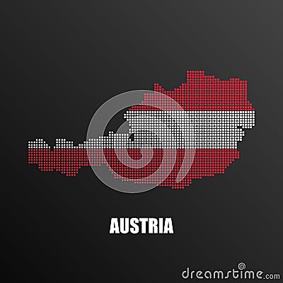 Pixelated Map Of Austria With National Flag Cartoon Vector ...