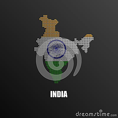 Pixelated Map Of India With National Flag Cartoon Vector ...