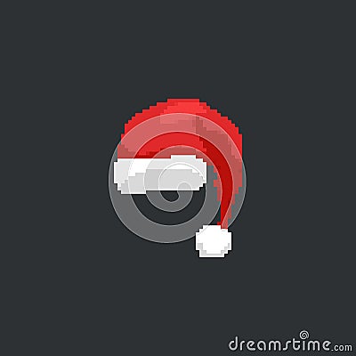 Pixelated Santa Hat Illustration. Simple Pixel Art Of A Red Santa Hat ...