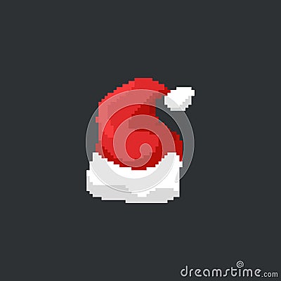 Pixelated Santa Hat Illustration. Simple Pixel Art Of A Red Santa Hat ...