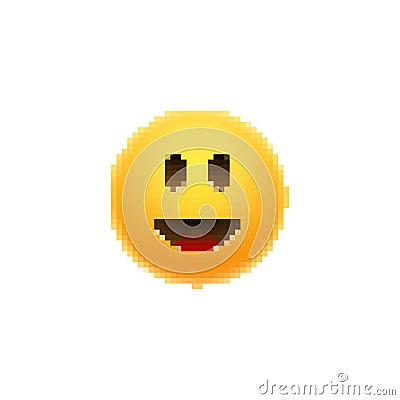 Pixelated Smiling Emoji Face. Happy Smile Emoji Pixel Icon Cartoon ...