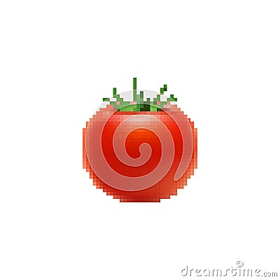Pixelated Tomato Icon. Simple Pixel Art Red Tomato With Green Stem On ...