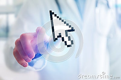 Pixeled Black And White Mouse Pointer Displayed On A Futuristic Royalty ...