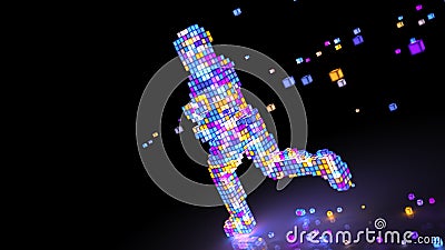 PixelMan Running stock footage. Video of action, destruction - 84593374