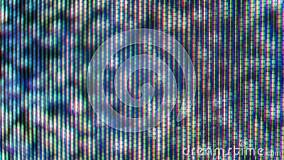 Pixels in the Working Old Analog TV Screen Close Up. Red, Blue and ...