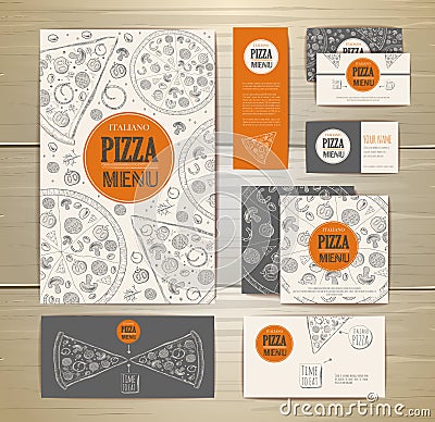 Pizza Corporate Idedtity, Document Template Design Vector Illustration ...