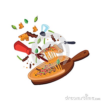 Pizza Exploded View. Vector Illustration Decorative Design ...