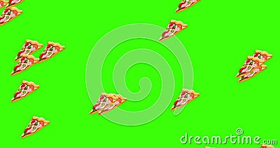 Pizza Raining Seamless Animation Loop in 4K on Chroma-key. 3D Rendered ...