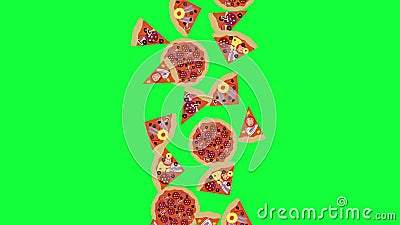 Pizza and Slices Animation Elements on Green Screen Chroma Key Stock ...