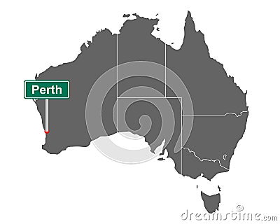 Place Name Sign Perth At Map Of Australia Cartoon Vector ...