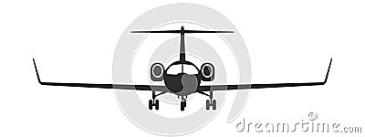 Plane. Modern Private Jet. Airplane Silhouette Front View. Vector Image ...