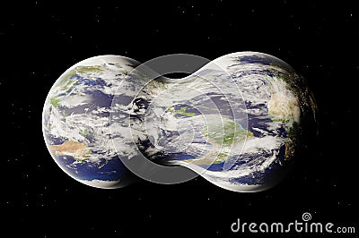 Planet Earth Divided Like Drops Of Water. Concept Parallel Universes ...