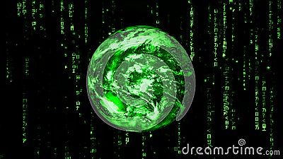 Planet Earth Matrix Code Rotating. Stock Video - Video of green, coding ...