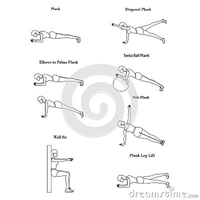 Plank Workout Illustration Outline | CartoonDealer.com #149605363