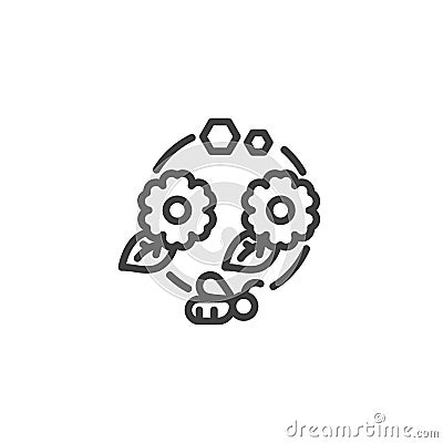 Plants Pollination Process Line Icon Cartoon Vector | CartoonDealer.com ...
