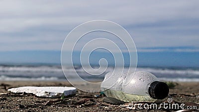 Plastic Bottle Garbage on Sea Ecosystem Over Blurred Waves Motion ...