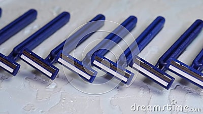 Plastic Shaving Disposable Razors. Rotation Stock Video - Video of ...