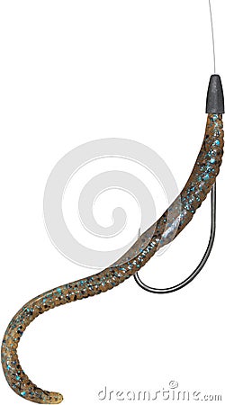 Plastic Worm With Hook And Weight Rigged Weedless Royalty-Free Stock ...