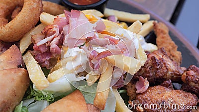 Plate with Different Types of Hot Snacks at the Fresh Air Restaurant ...