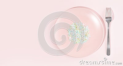 A Plate Full Of Microplastics On A Pink Background. Impact Of Micro ...