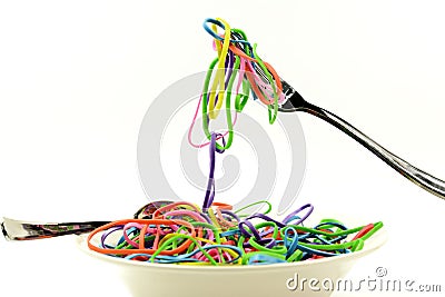 Plate Of Spaghetti Made Of Rubber Bands Royalty-Free Stock Photography ...