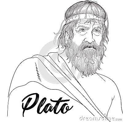 Plato Portrait In Line Art, Vector. | CartoonDealer.com #209532110