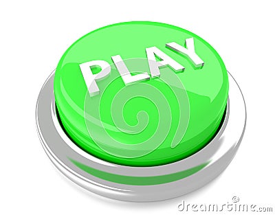 PLAY On Green Push Button. 3d Illustration. Isolated Background Royalty ...